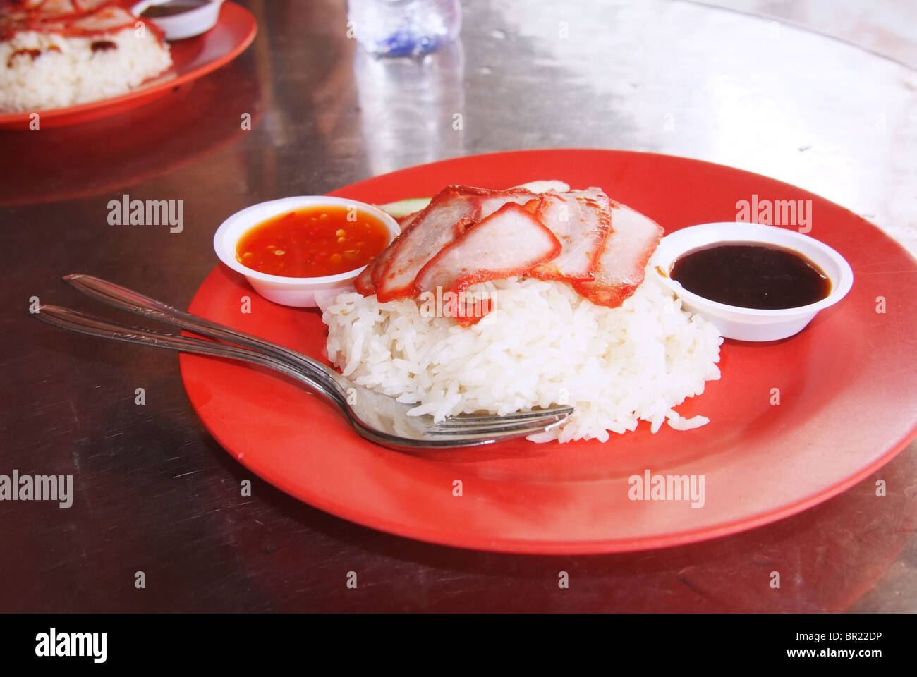 Chinese street food, Char siew rice as served at local restaurants all ...