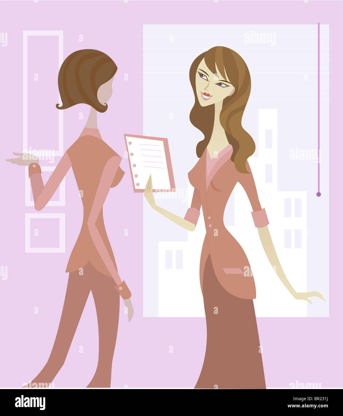 Two women having a discussion at office Stock Photo - Alamy