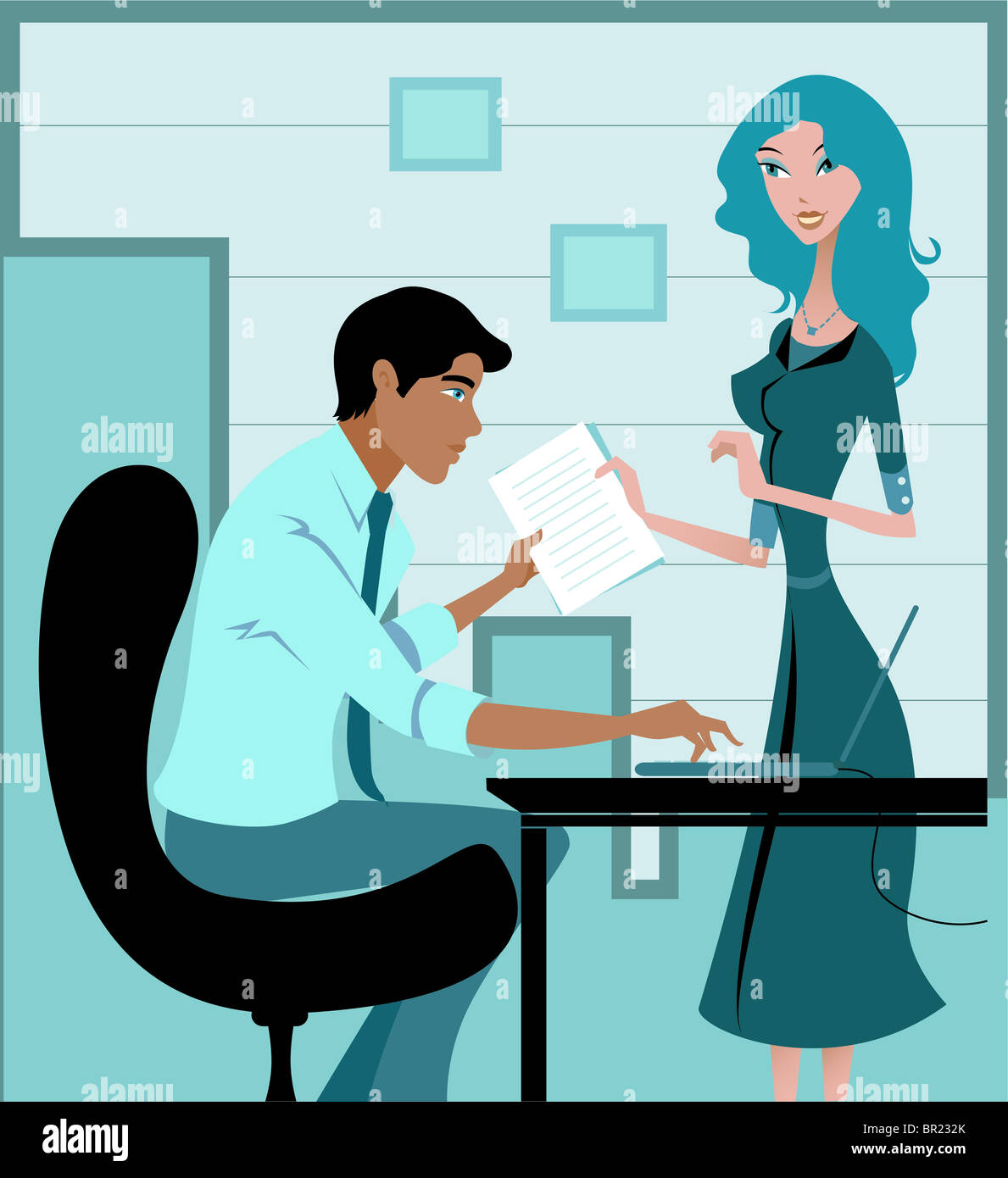 Woman handing over laptop hi-res stock photography and images - Alamy