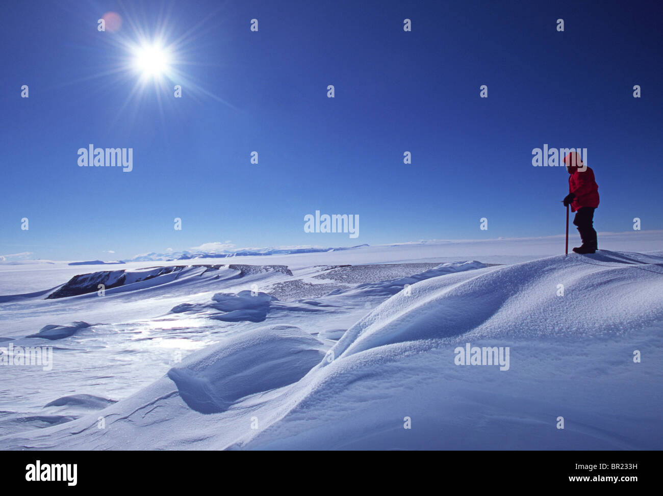Shaun Norman, Antarctic Mountaineer, searches for a route across the ...