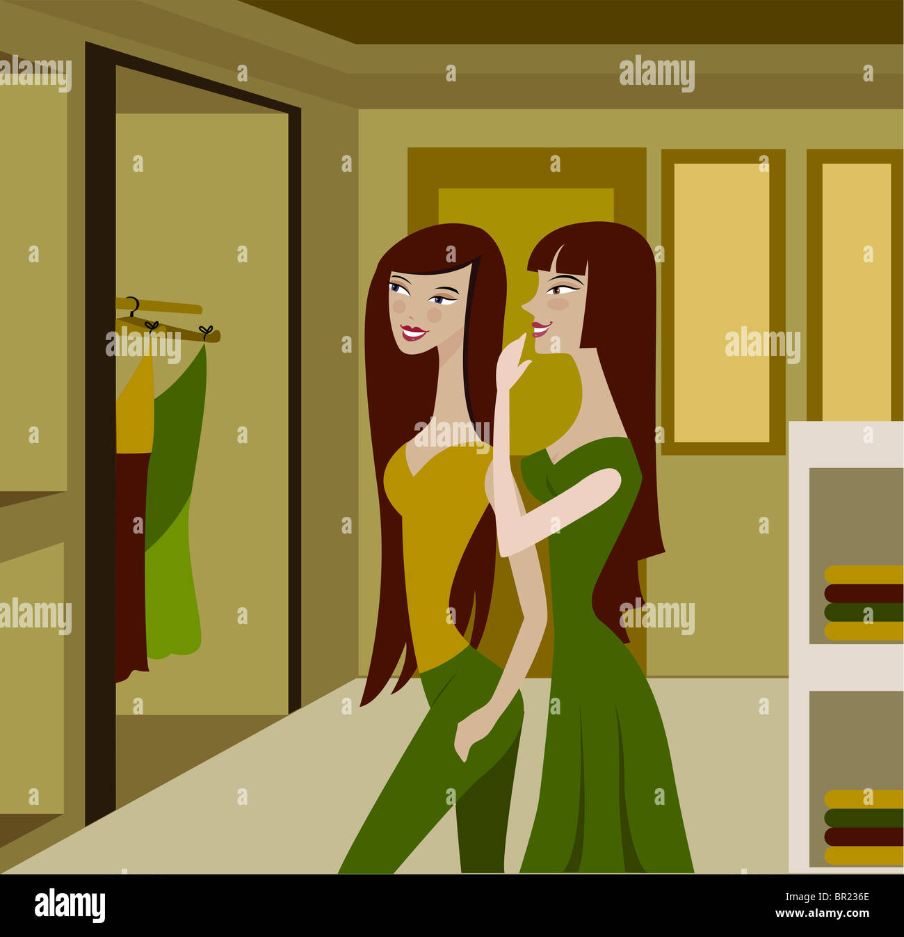 Side view of two women shopping in a clothing store Stock Photo - Alamy