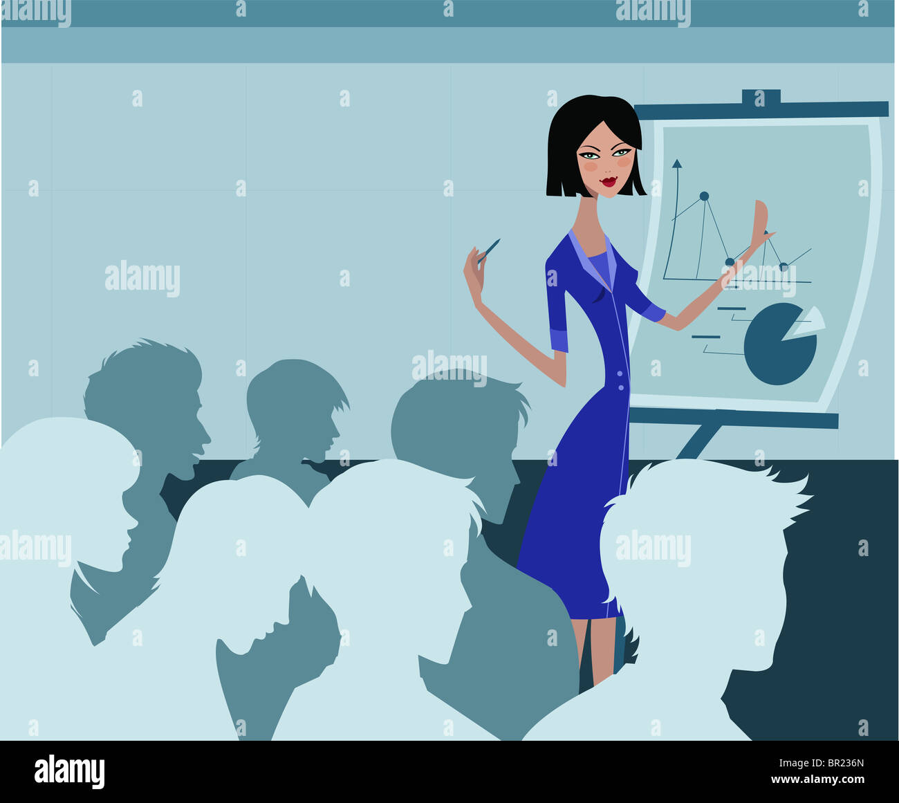 A woman explaining graph at business presentation Stock Photo - Alamy