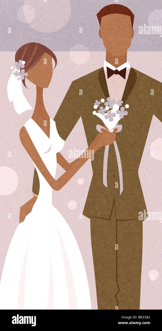 Illustration of a groom and bride Stock Photo - Alamy