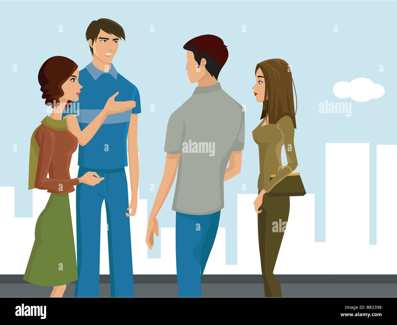 Cartoons Socializing With Friends