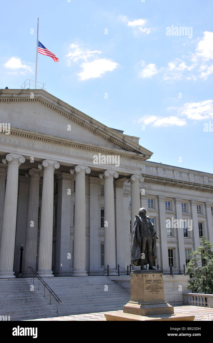 Albert Gallatin statue in front of the United States Treasury Building ...