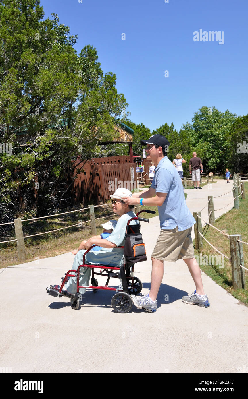 Disable person in wheelchair visiting Dinosaur World museum, Glen Rose ...