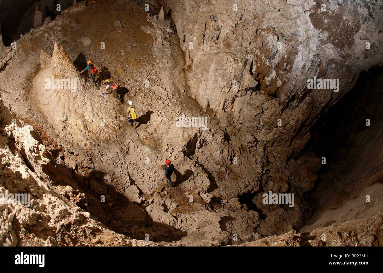 Photograph of a huge underground ramp that spiralled up to another ...
