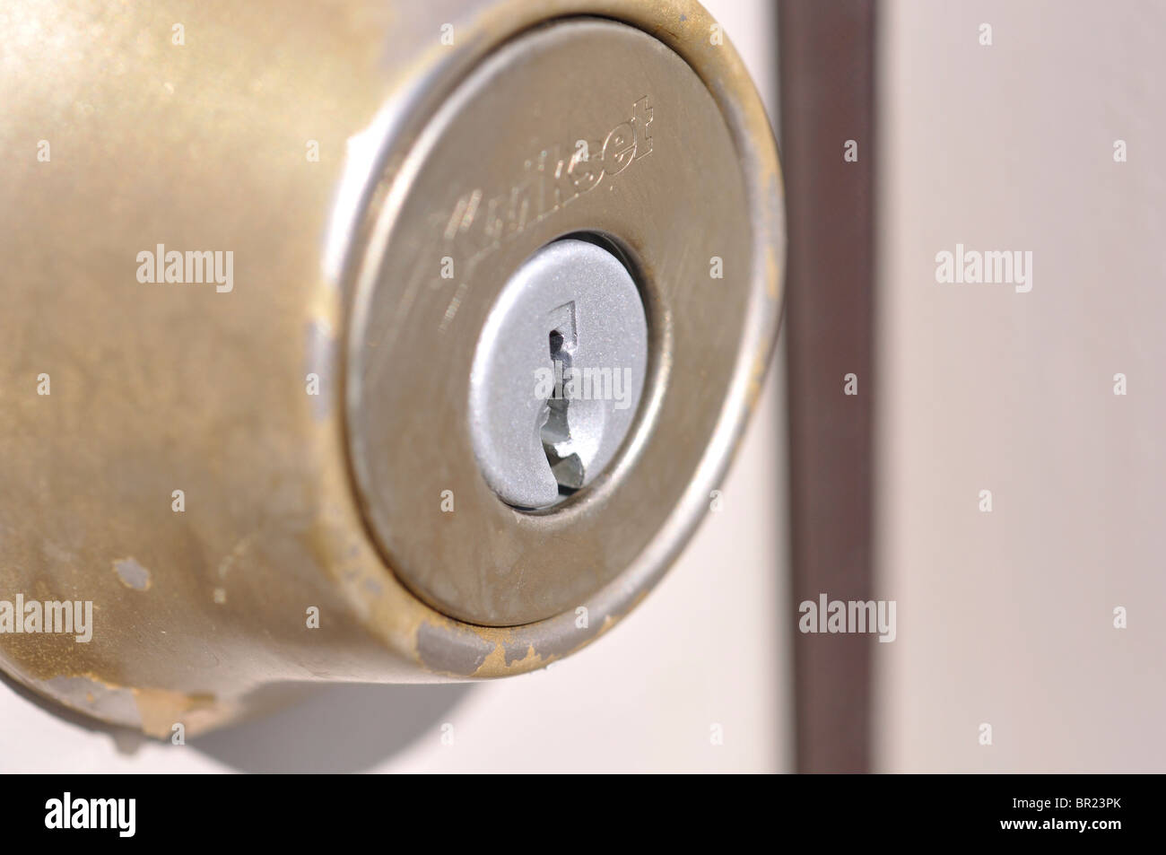 Door lock, scratched all over Stock Photo - Alamy