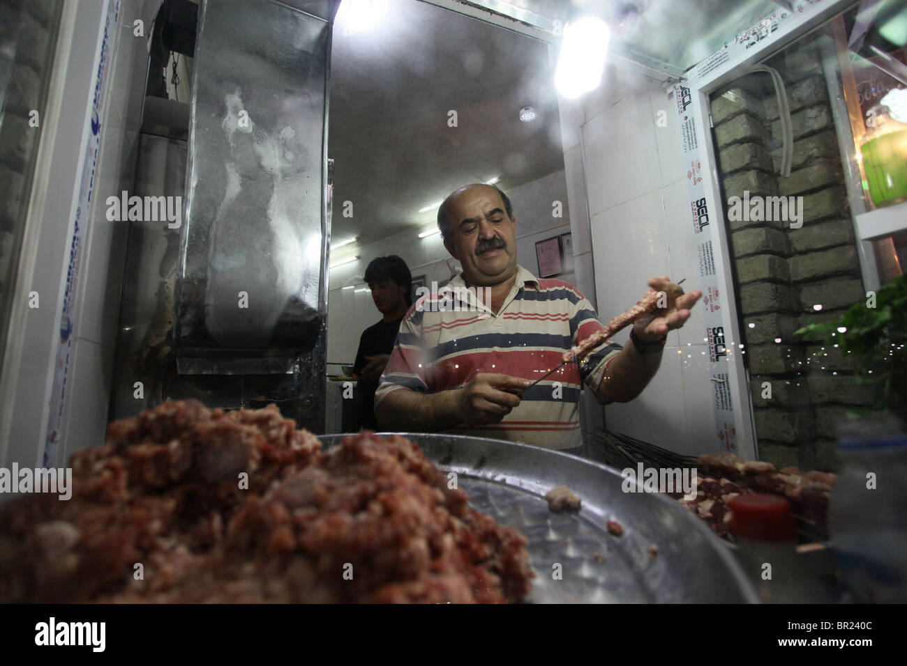 A grill Kebab vendor in the city of Erbil also spelled Arbil or Irbil ...