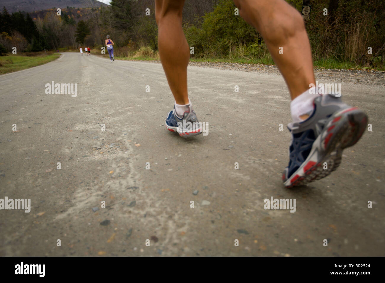 A runner's calf muscles during a marathon in Stowe, Vermont Stock Photo ...