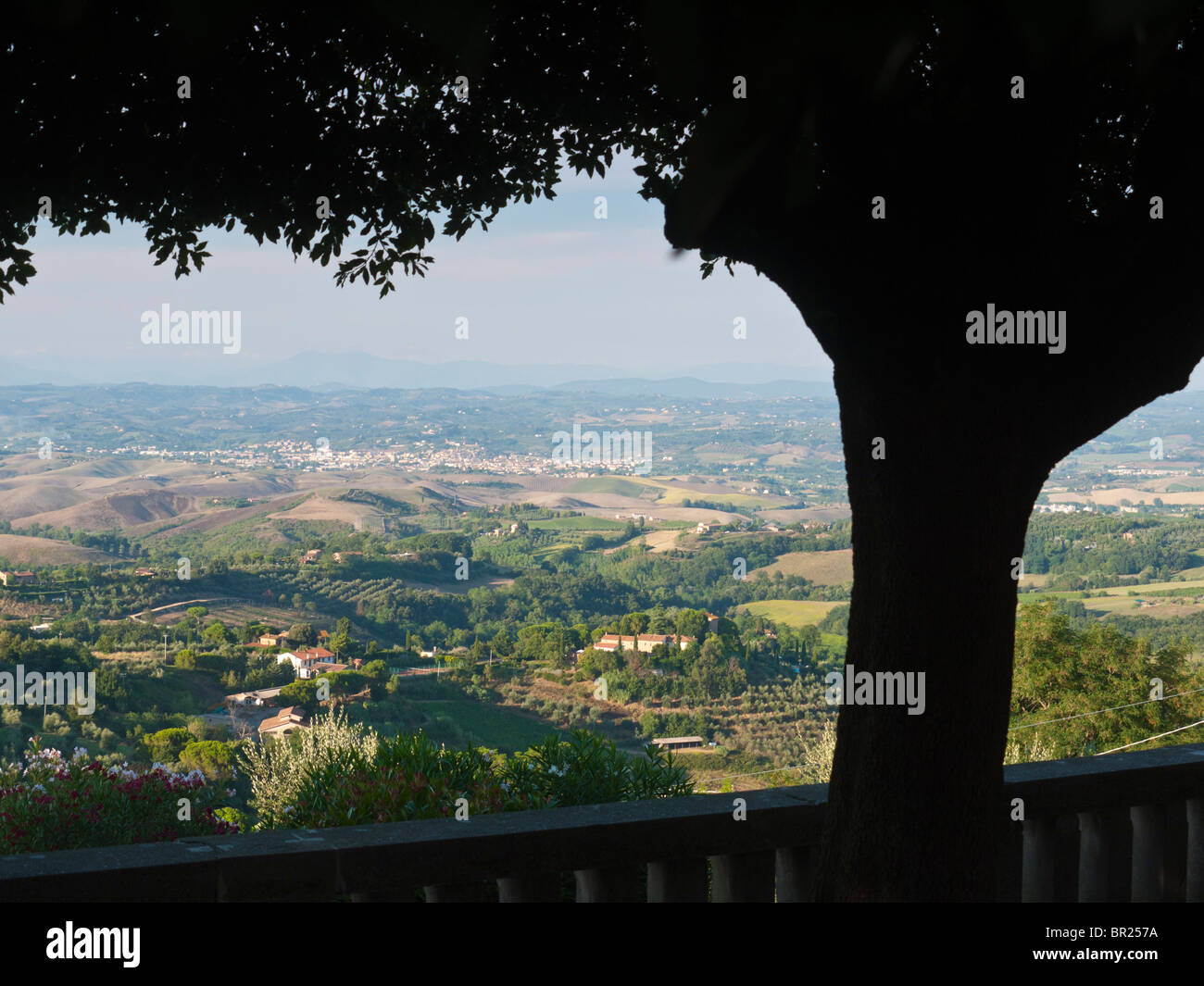 View from the Montaione panorama terrace down to the cultivated ...