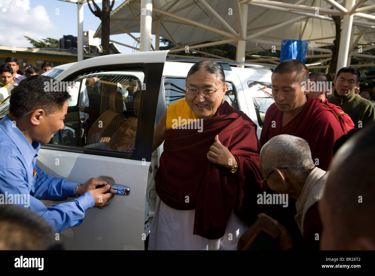 His Holiness Sakya Trizin head of a branch of Tibetan Buddhism arriving ...