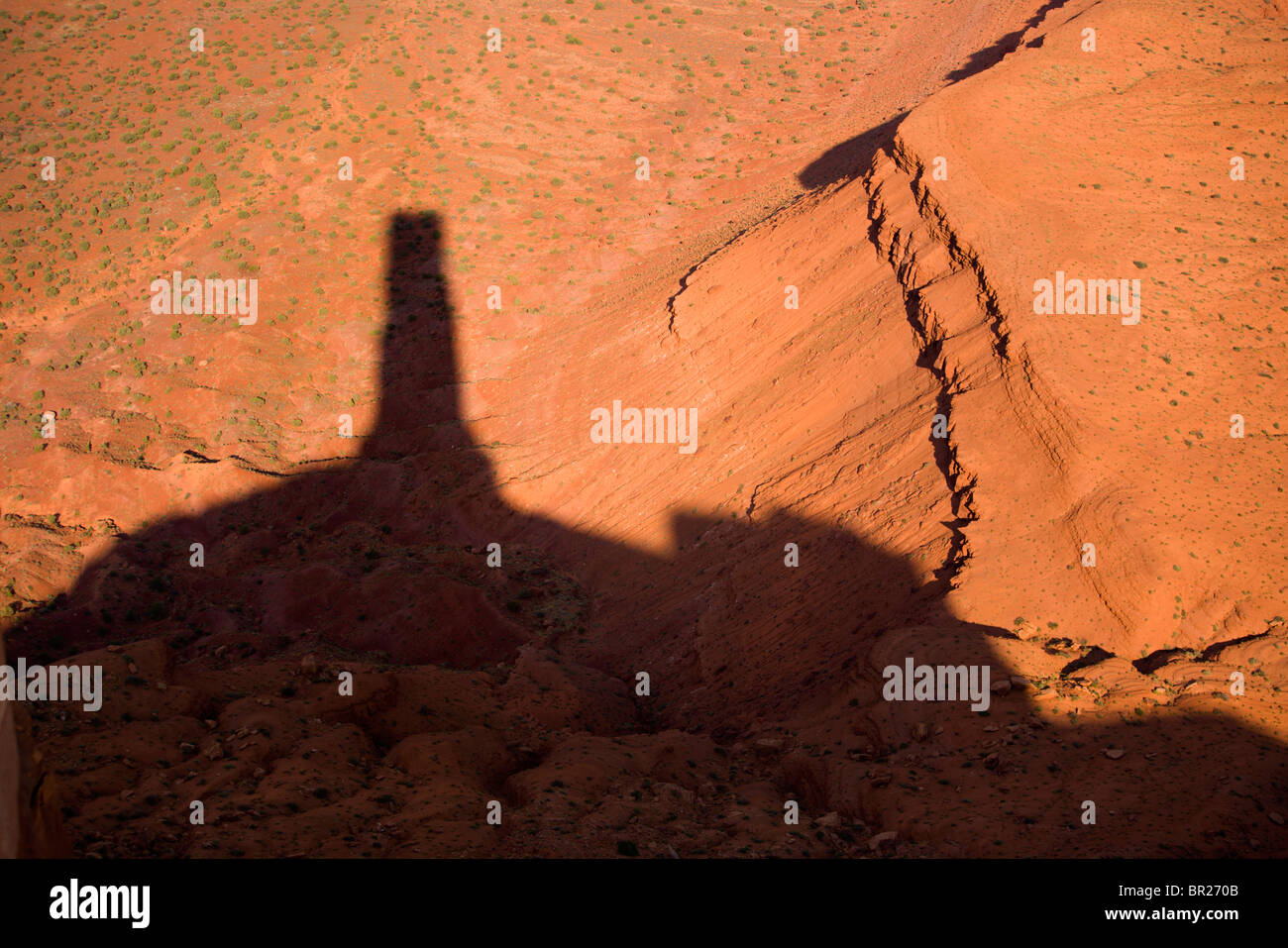 Shadow of a tower on the desert below near Moab, Utah Stock Photo - Alamy