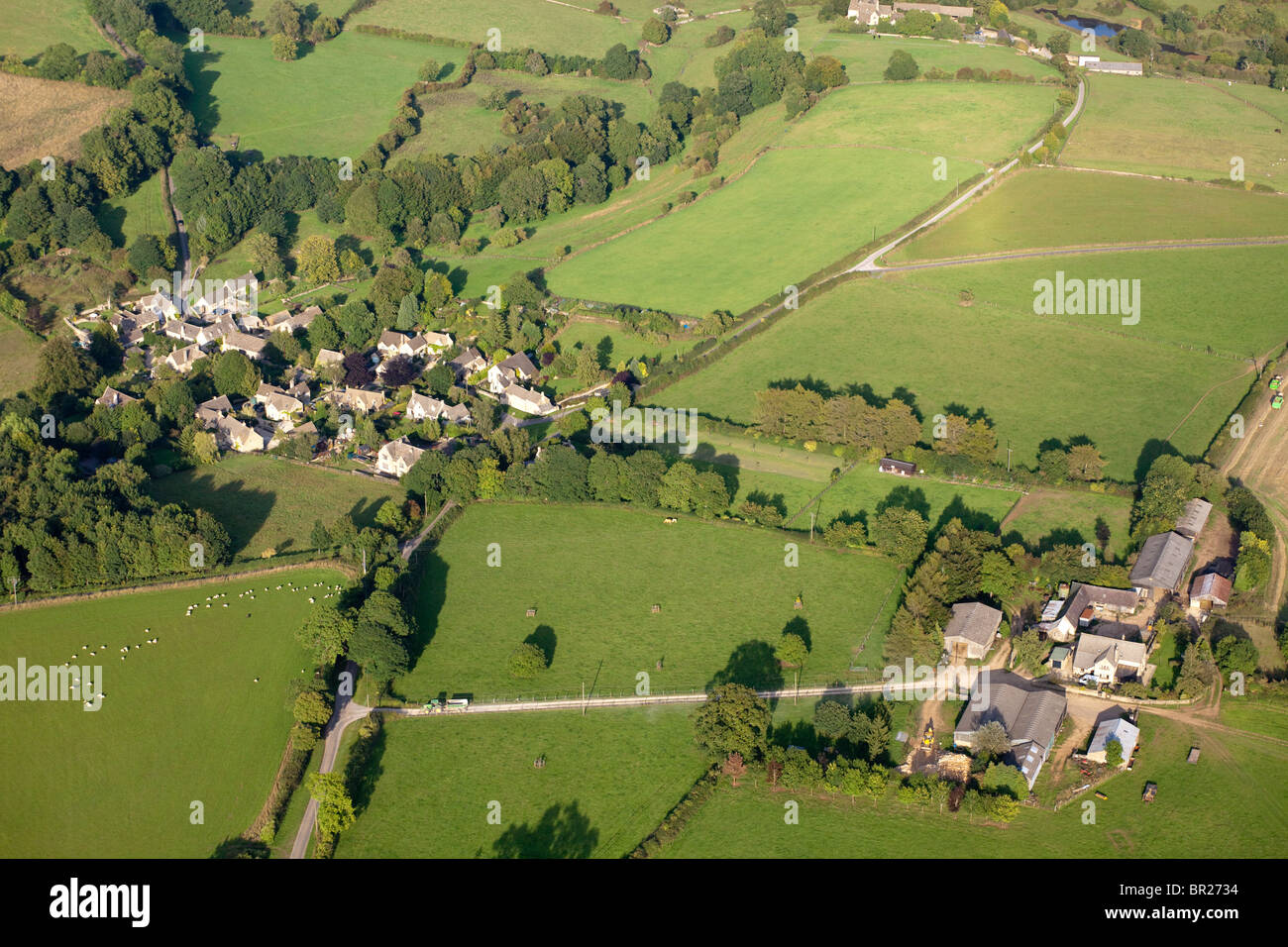 Aerial view cotswold village duntisbourne hi-res stock photography and ...