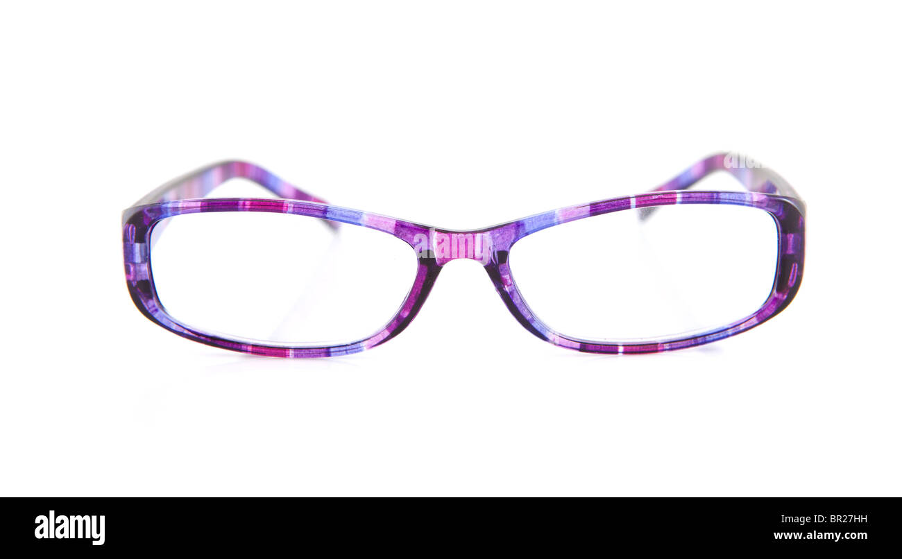 purple reading glasses isolated on white background Stock Photo - Alamy