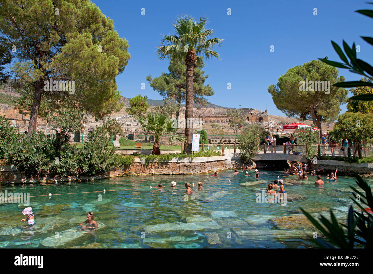 antique pool, archaeological excavation site Hierapolis near Denizli at ...