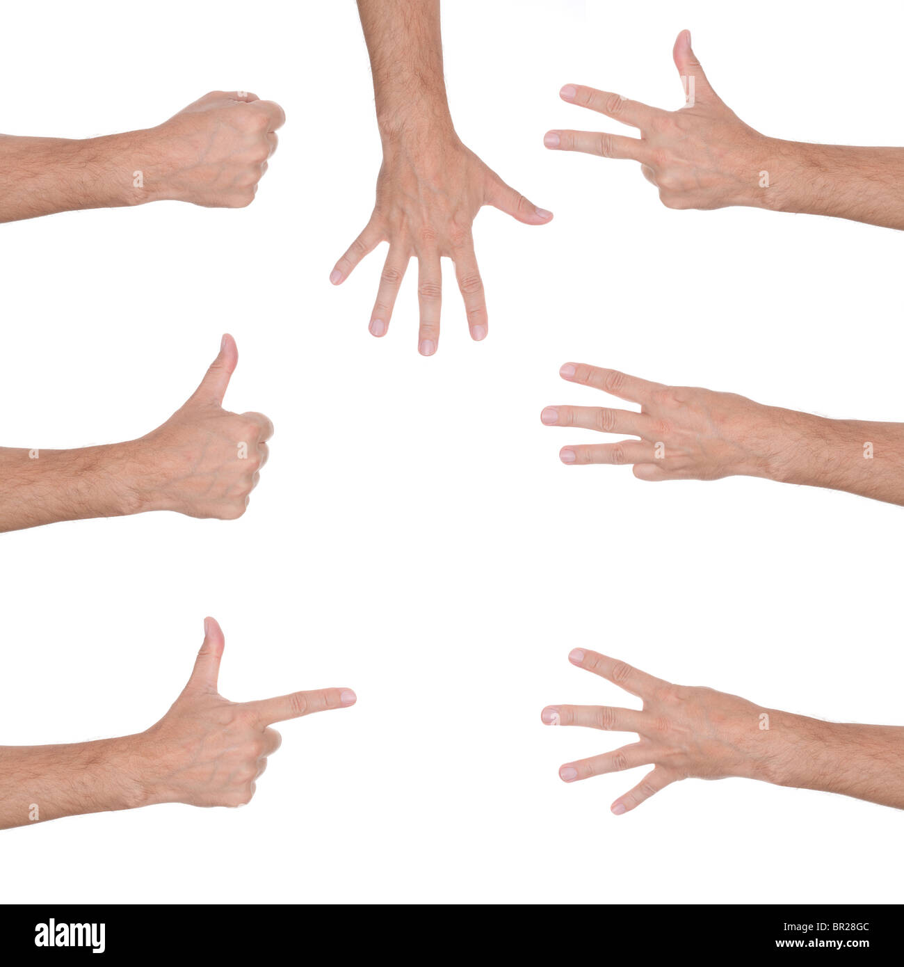 Male hand gestures set, isolated on white Stock Photo - Alamy