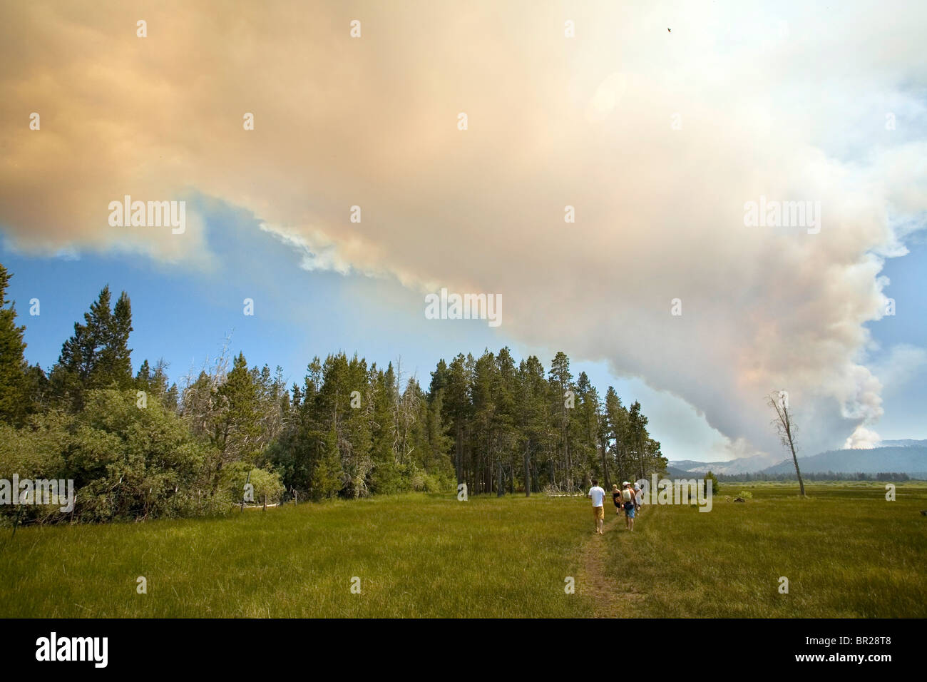 People watching the start of the Angora Fire in South Lake Tahoe, CA ...