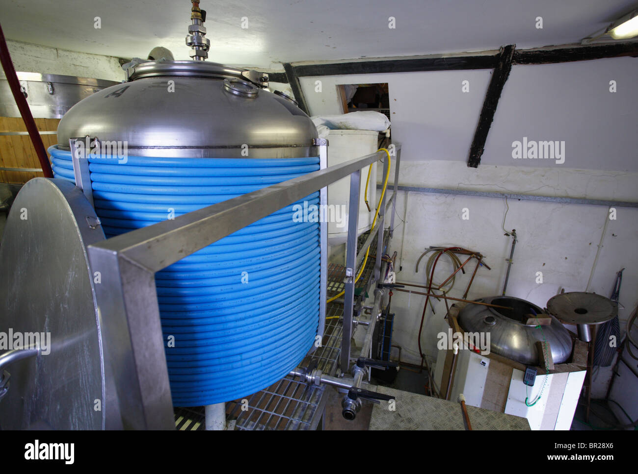The fermentation tank and kettle (below) inside the Fox microbrewery at ...