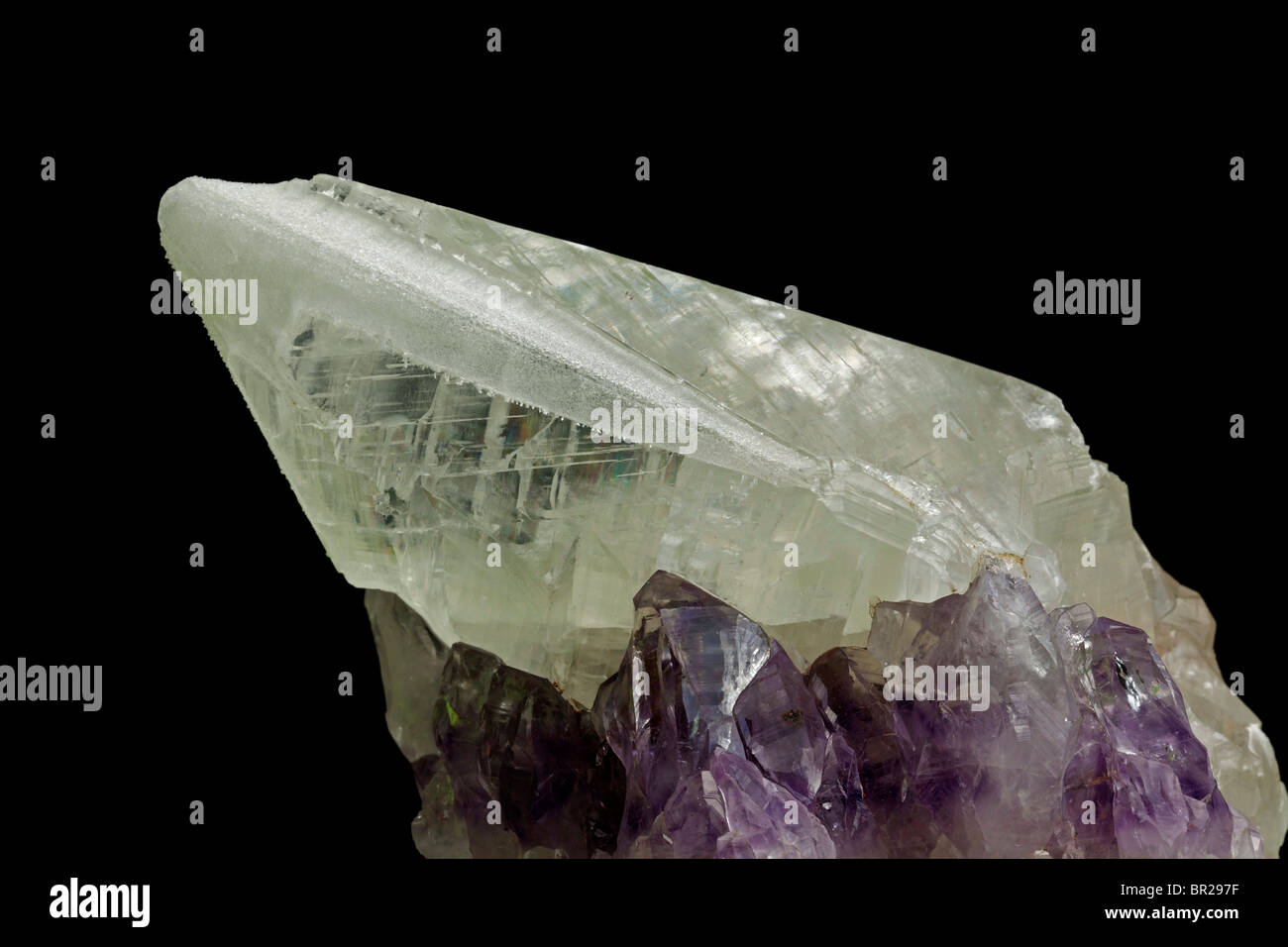 Calcite on Amethyst - Brazil Stock Photo - Alamy