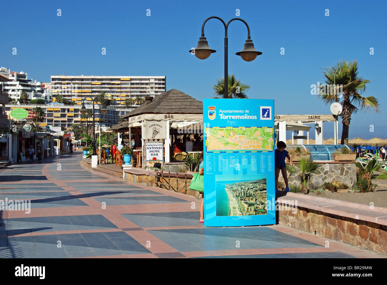 View along the promenade, Torremolinos, Costa del Sol, Malaga Province ...