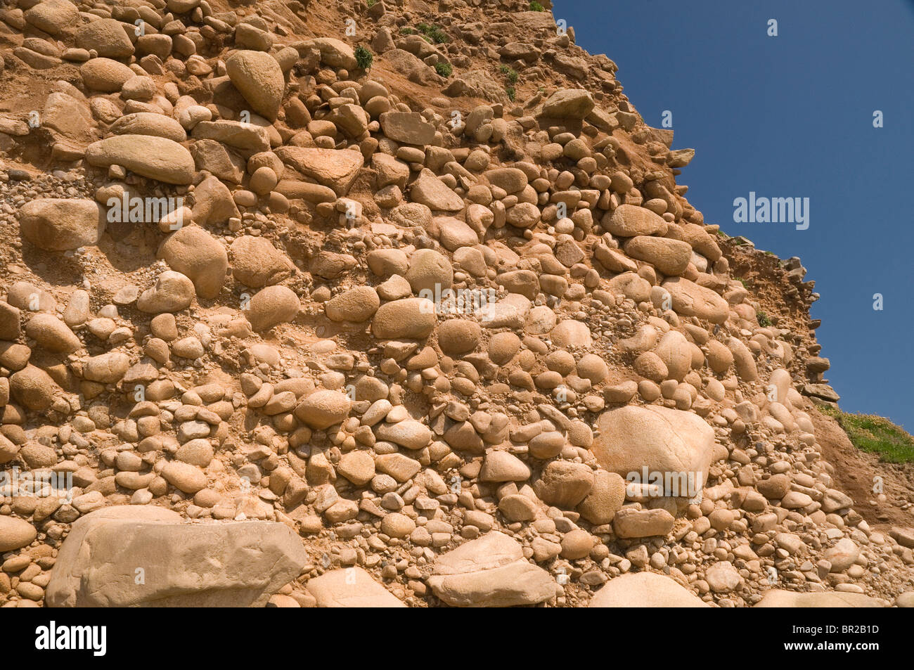 Boulders in Sandstone Cliff Porth Nanven Cornwall England UK Stock ...