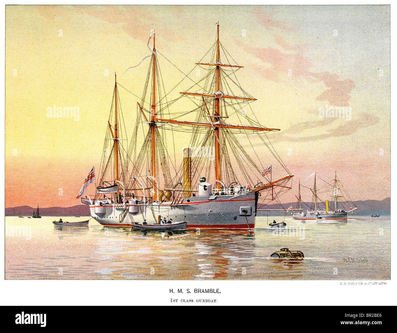 HMS Bramble 1st Class Gunboat of the British Royal Navy. Launched in ...