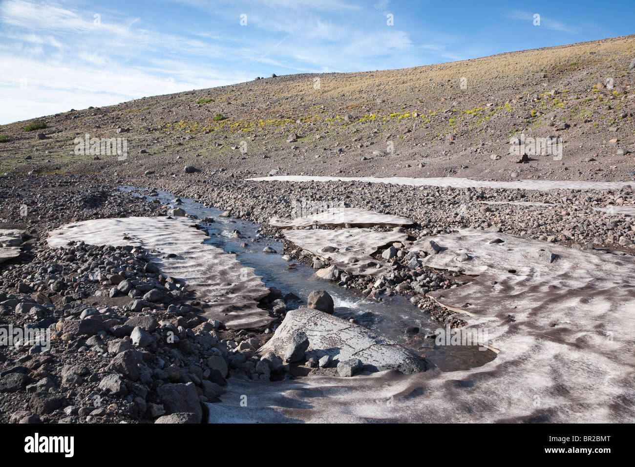 Snow melt on Mount Adams northwest flank, Mount Adams Wilderness ...