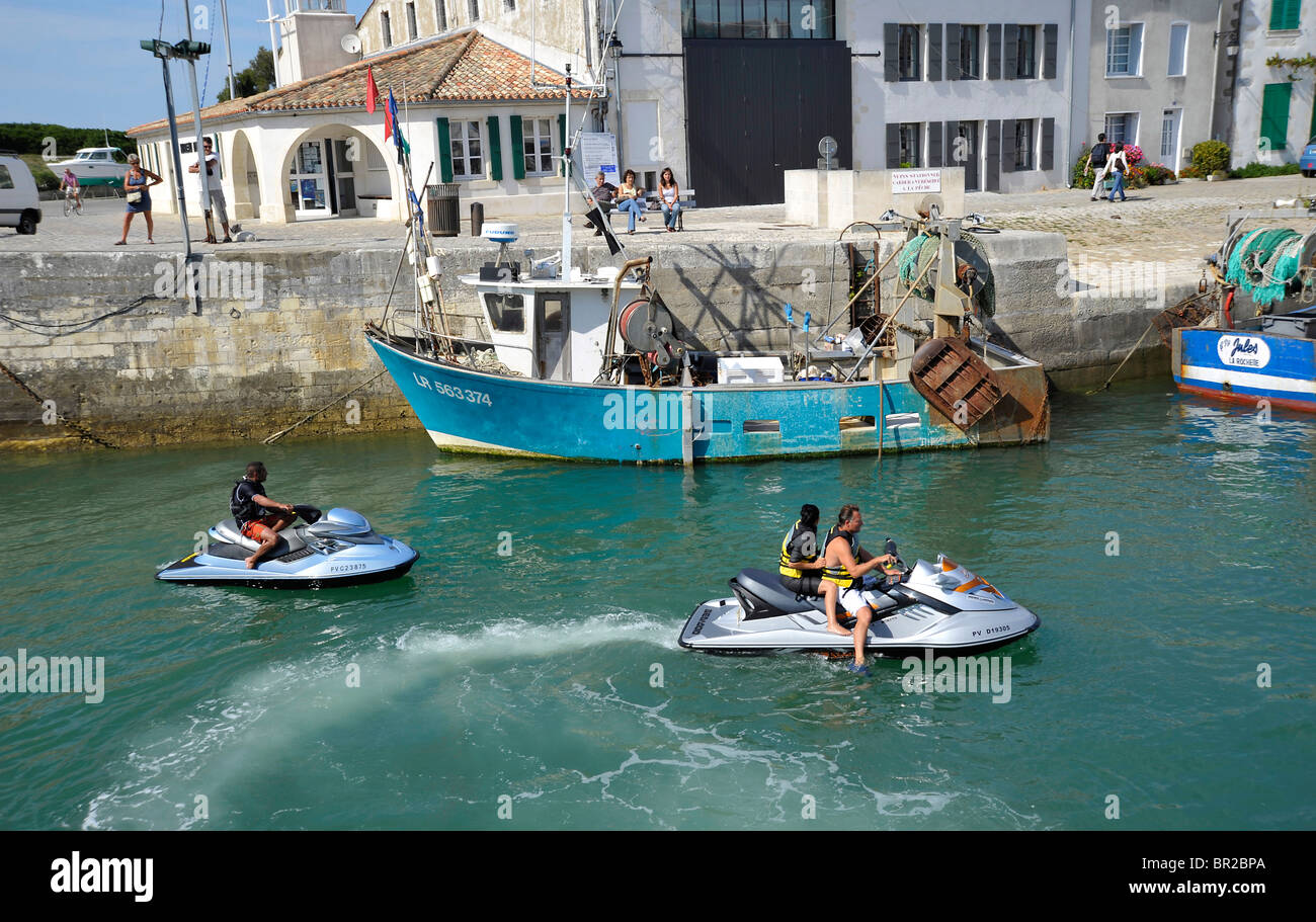 Jet ski in St.Martin harbor Ile de Re Poitou Charentes France Stock ...