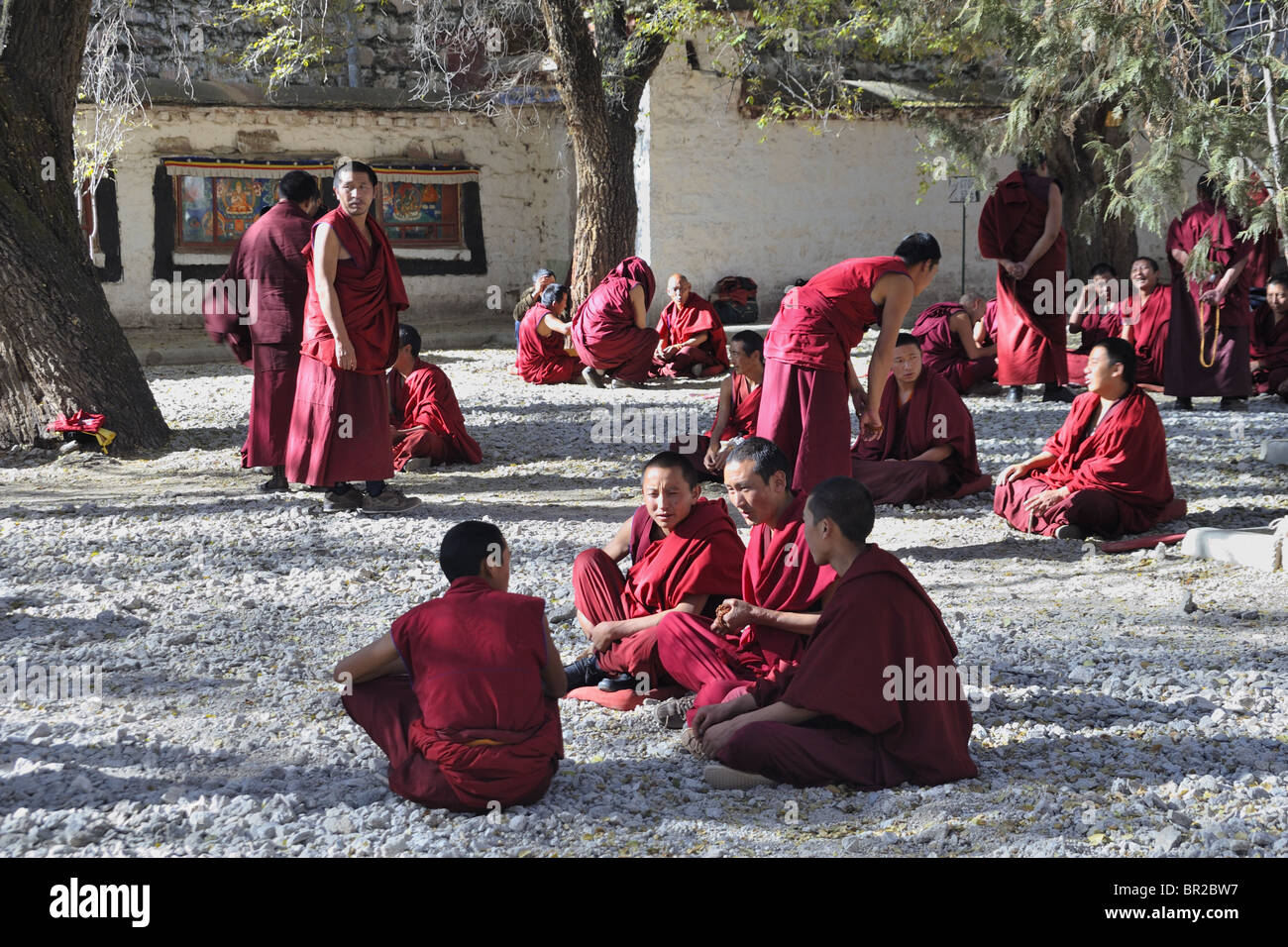 Debating Monks, Sera Monastery, Lhasa, Tibet Stock Photo - Alamy