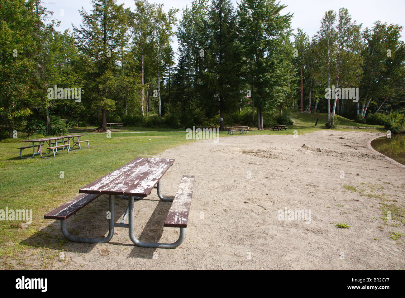 Empty beach at Forest Lake State Park in Whitefield, New Hampshire ...