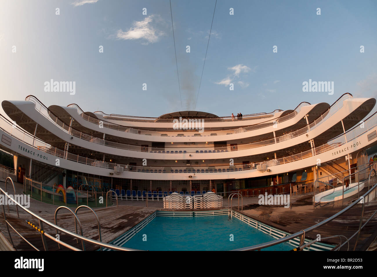A fisheye photograph of the aft/stern of the P&O cruise ship 'Aurora ...