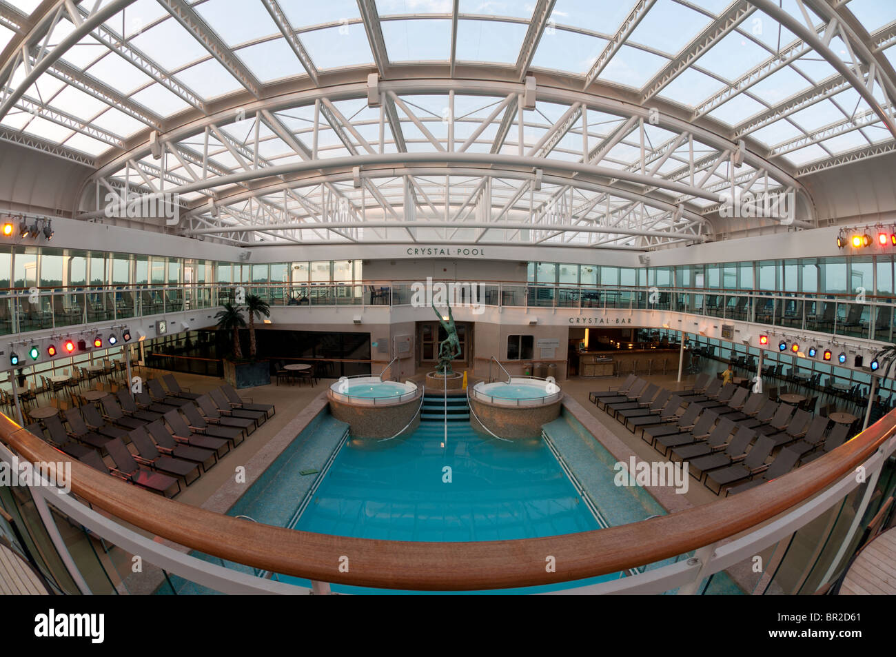A fisheye photograph of the solarium onboard the P&O cruise ship ...