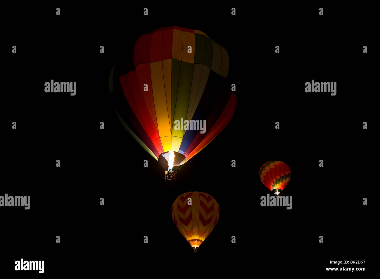 night time ascent flight of hot air balloons at 2010 Reno Balloon ...