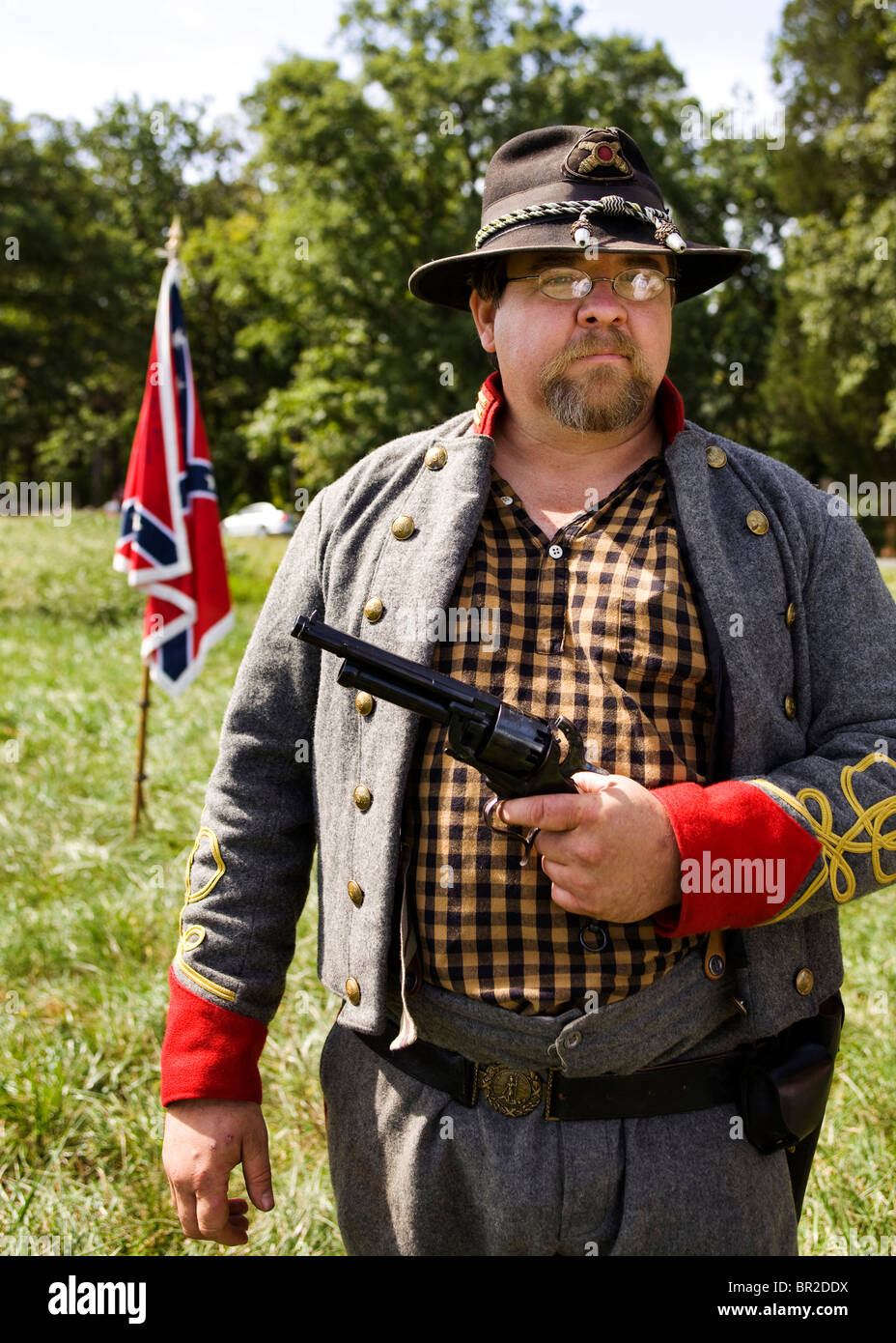 American Civil War reenactment - Confederate soldier holding LeMat ...