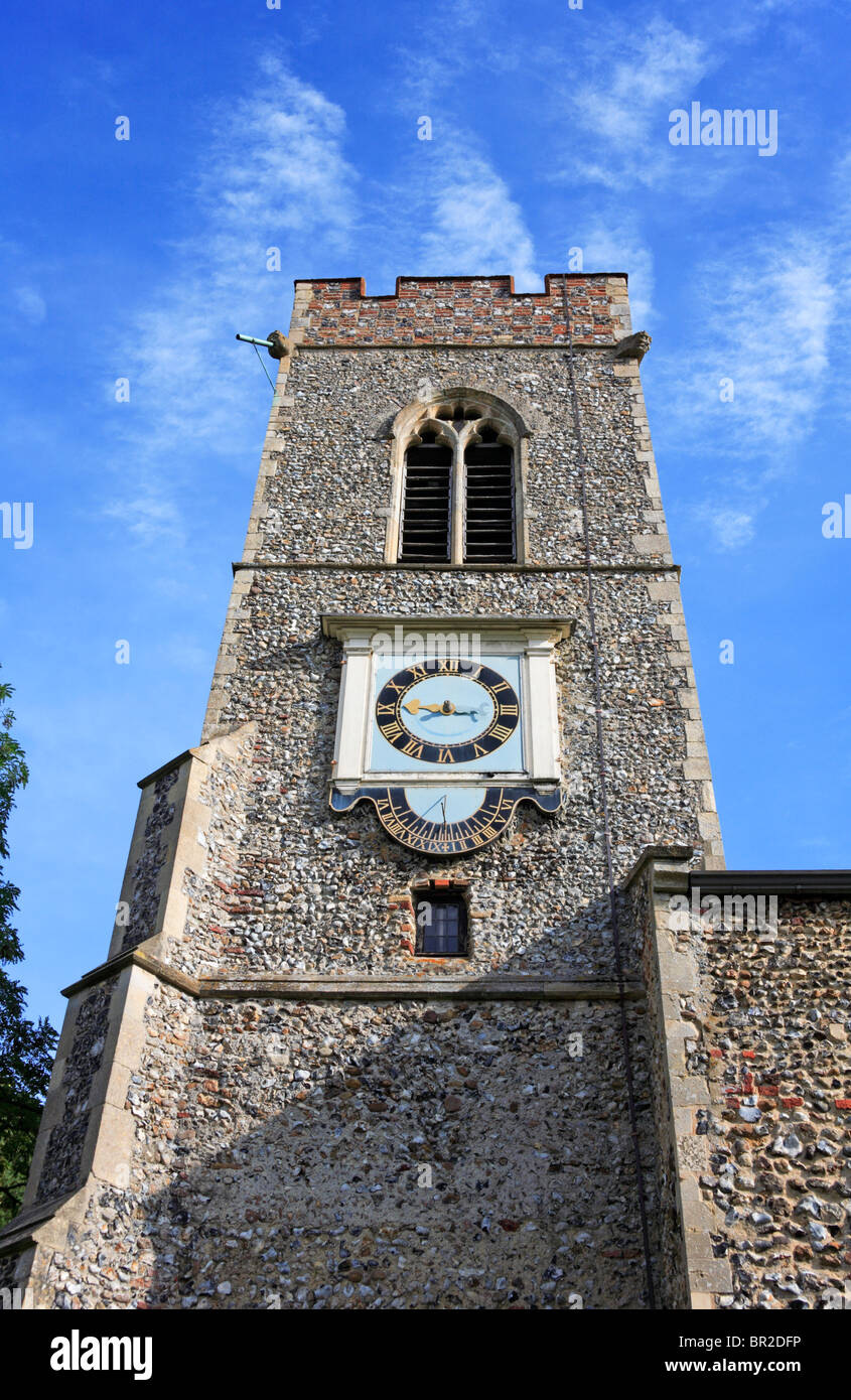 Tower and clock of the Church of Saint Mary the Virgin at Saxlingham ...