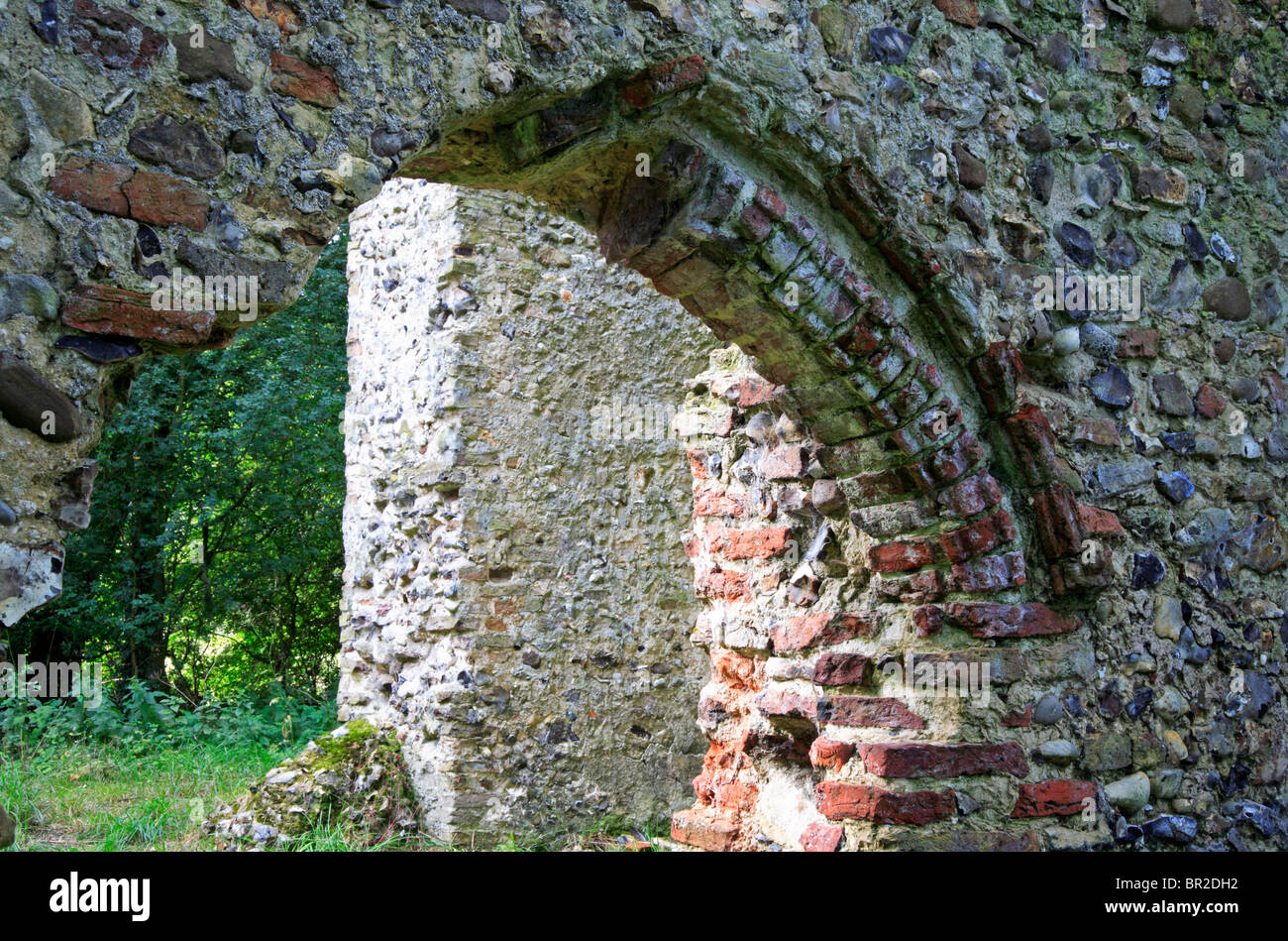 Arch of north door of the ruined Church of Saint Mary at Saxlingham ...