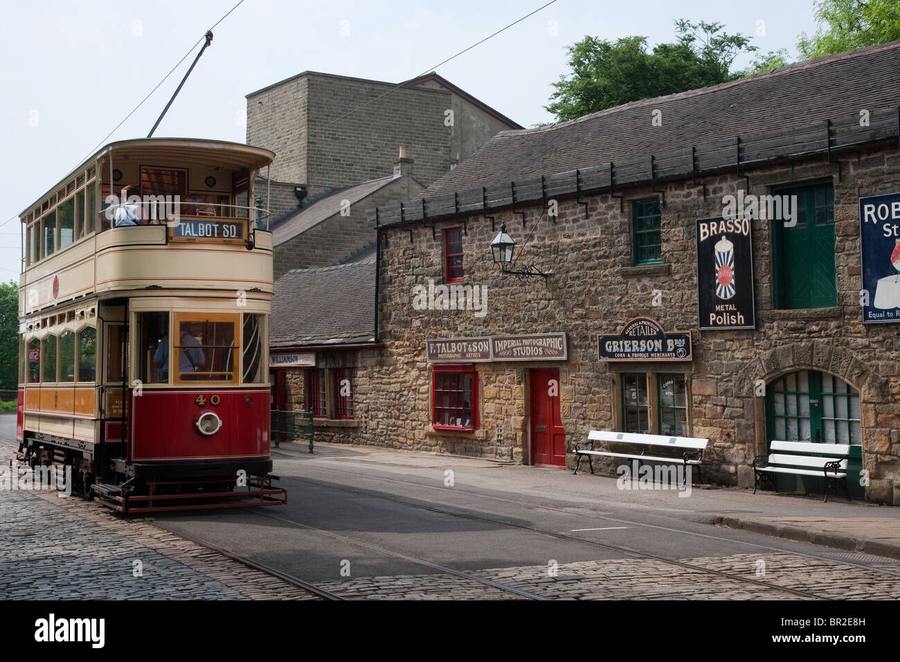 Trams at the National Tramway Museum Crich Tramway Village, nr Matlock ...