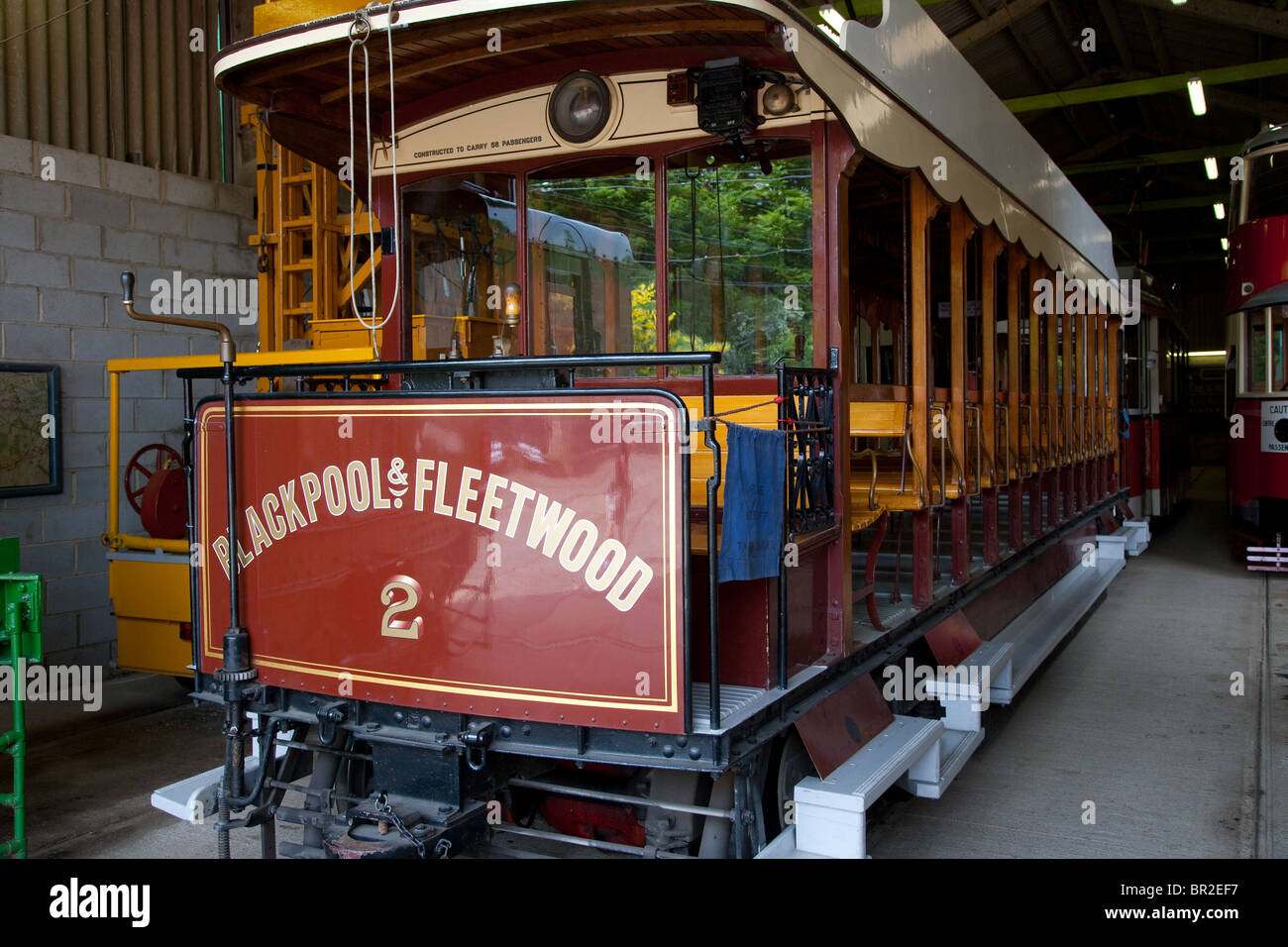 Trams at the National Tramway Museum Crich Tramway Village, nr Matlock ...