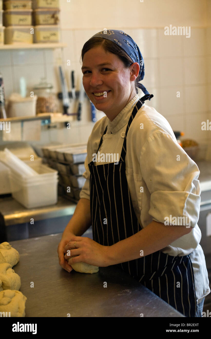 The pastry chef mixing dough at the Carmella Bistro, Tel Aviv, Israel ...