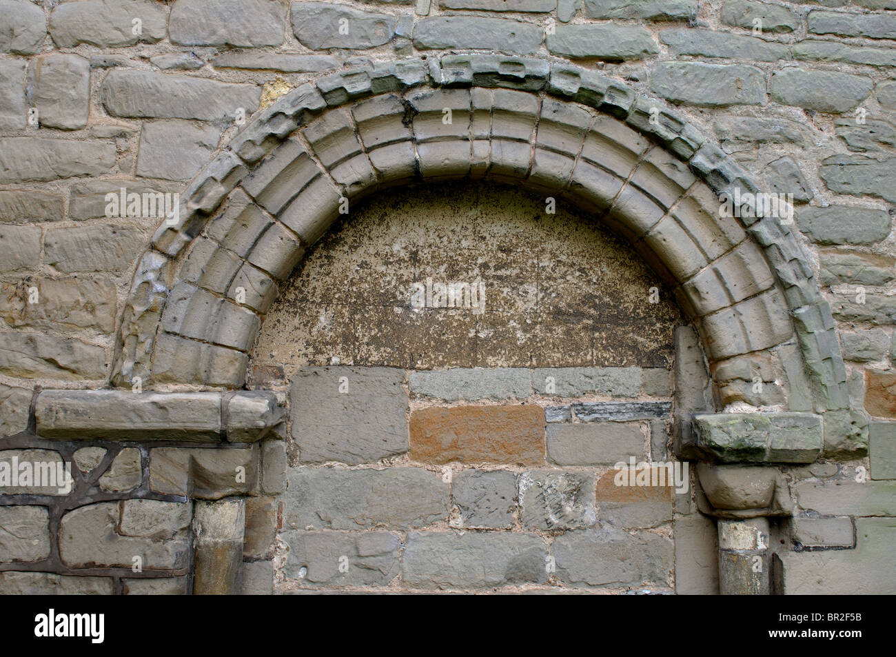 Norman doorway in St. Michael`s Church, Budbrooke, Warwickshire ...