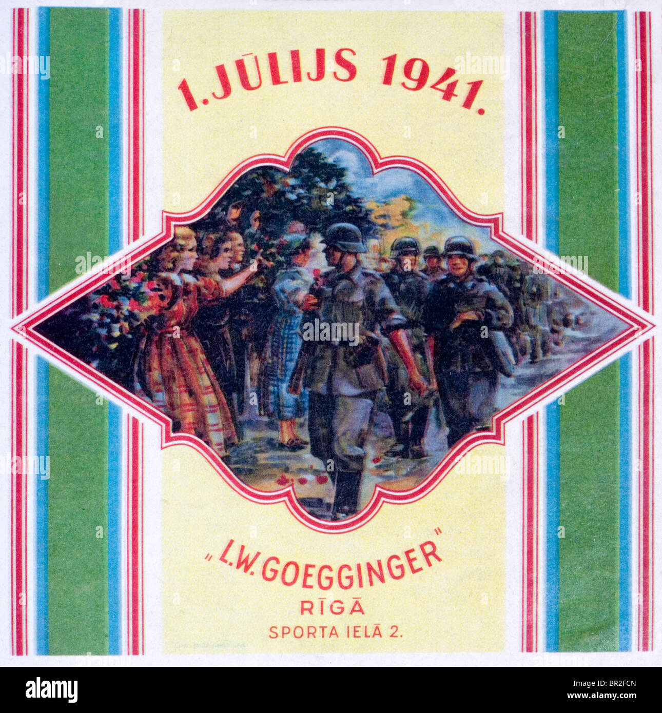 Rare packaging label from L.W. Goegginger of Riga, Latvia. Depicts ...