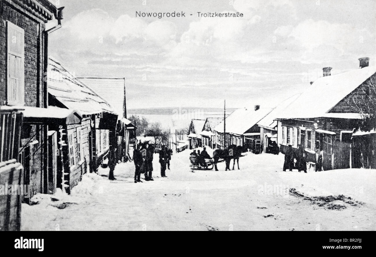 Winter in Navahrudak, Novgorodok, Nowogrudok or Novogrudok. Early 20th ...