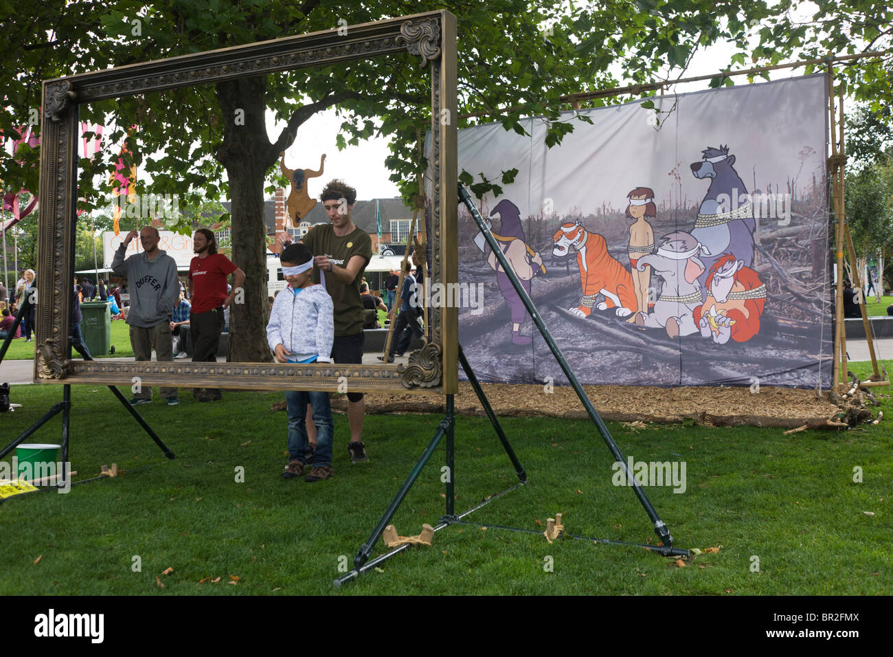 Backdrop of Banksy / Disney Jungle Book characters to illustrate de ...