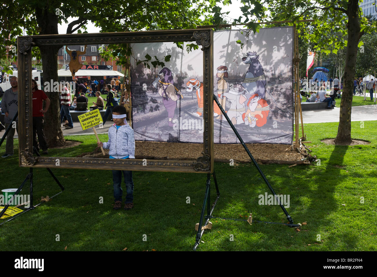 Backdrop of Banksy / Disney Jungle Book characters to illustrate de ...