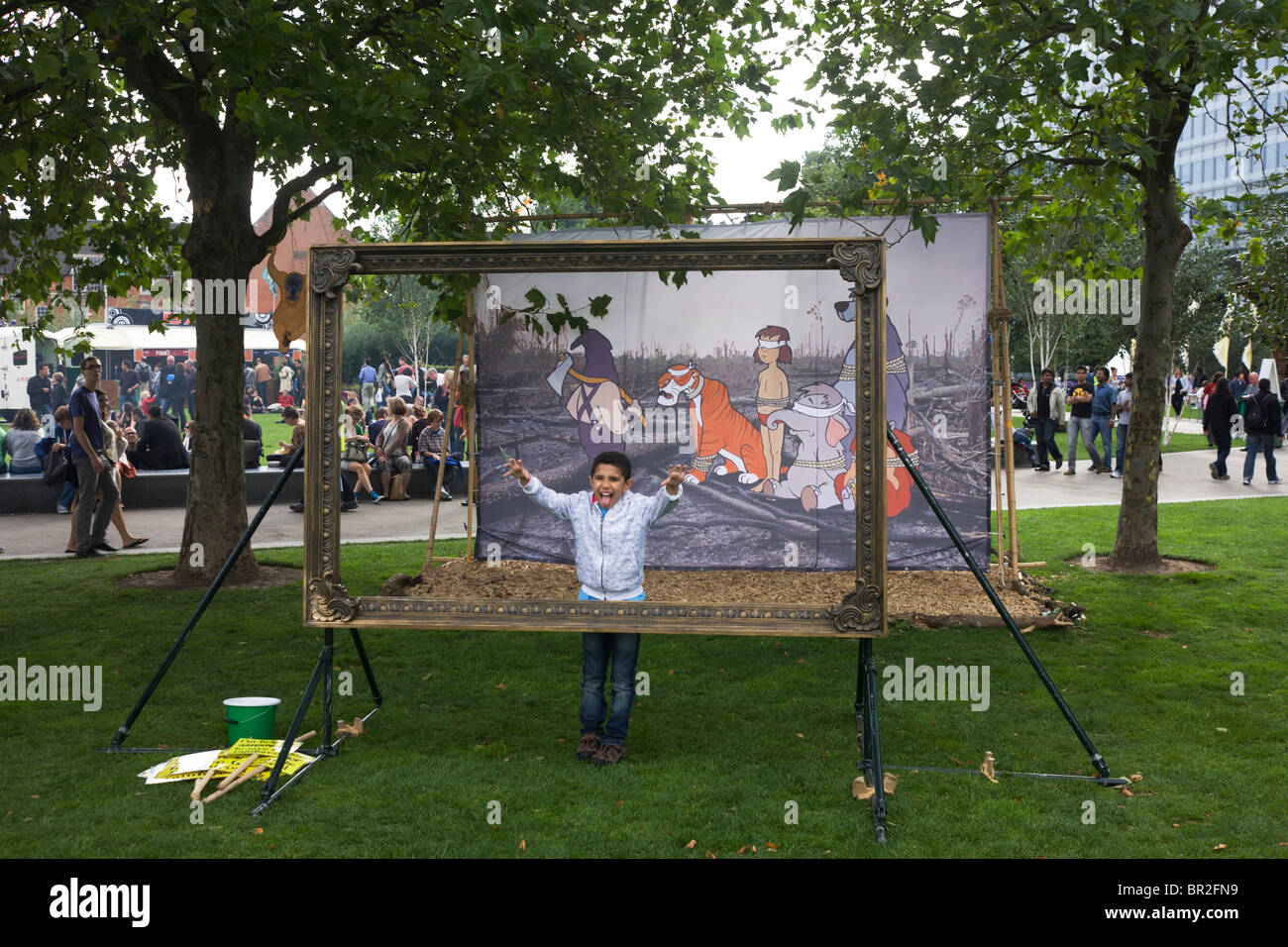 Backdrop of Banksy / Disney Jungle Book characters to illustrate de ...