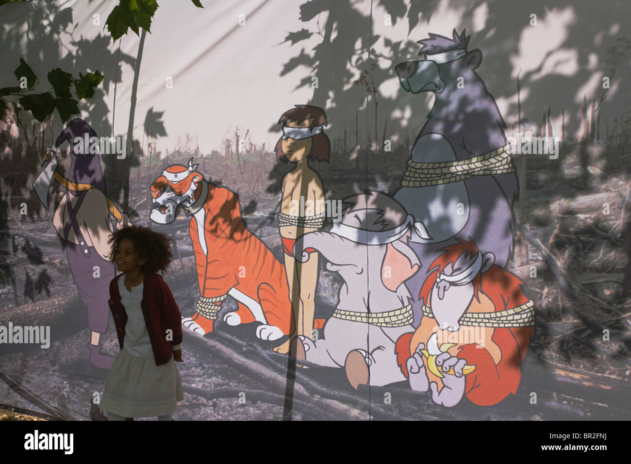 Backdrop of Banksy / Disney Jungle Book characters to illustrate de ...