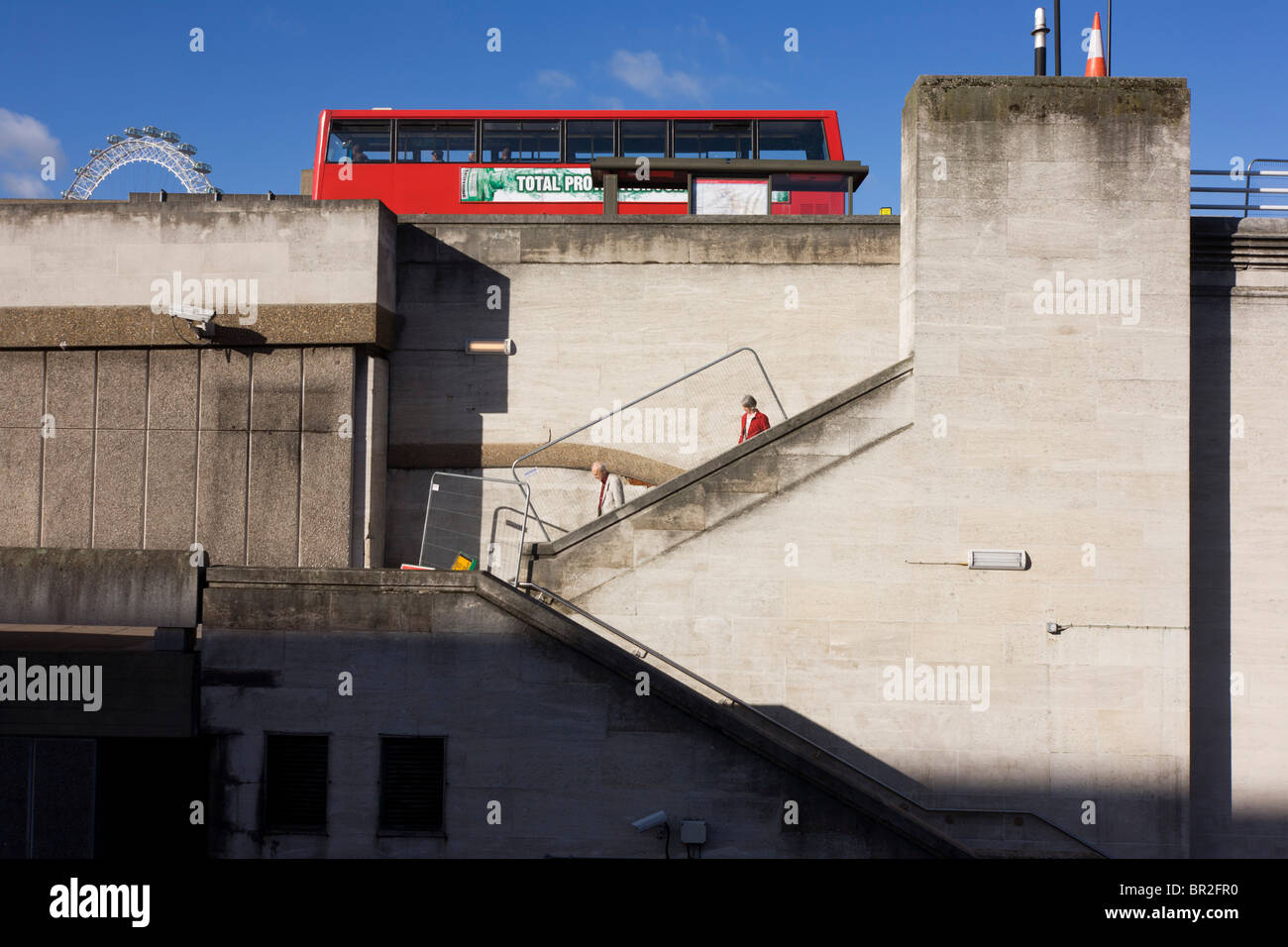 Diagonal lines on decaying and ageing concrete steps from Waterloo ...