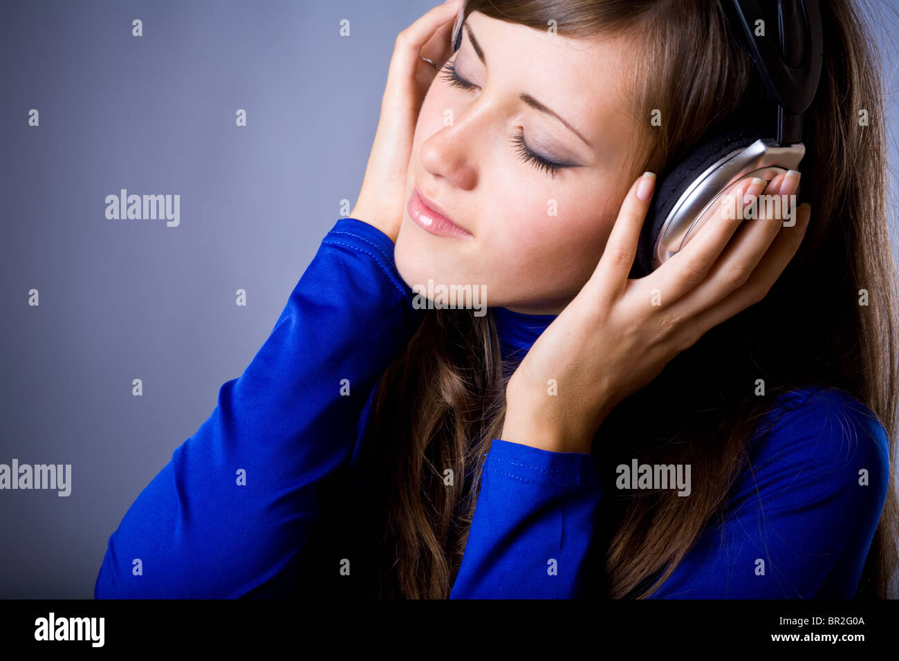 Beautiful Headphones Girl Stock Photo - Alamy