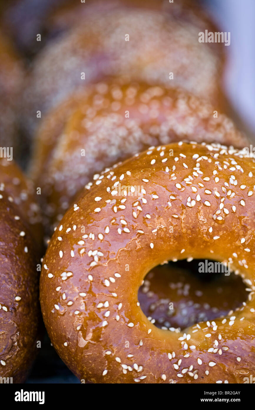 Details of bagels in the Mahane Yehuda Market, Jerusalem, Israel Stock ...